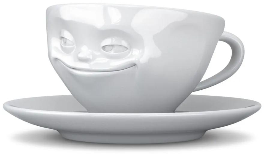 Bílý usměvavý porcelánový hrnek na kávu 58products, objem 200 ml | BIANO