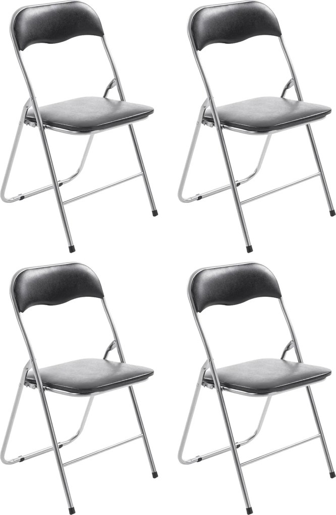 Sada 4 ks skládací židle Felix – černá/stříbrná