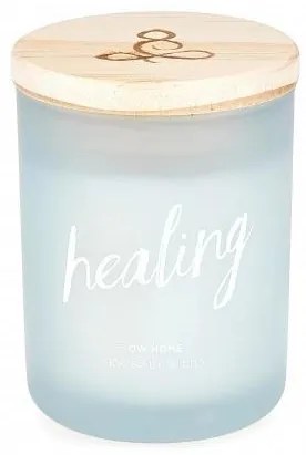 dw HOME Vonná svíčka Yoga - Healing 107g, modrá barva, sklo, dřevo