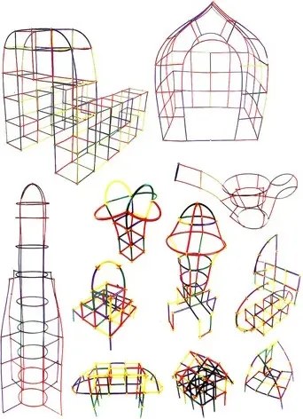 Barevná 3D stavebnice z brček 408 ks – kreativní hra pro děti