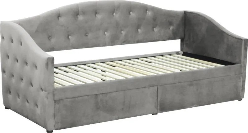 Postel ZASKA šedá 90x200 s úložným prostorem, Velvet látka, Kondela 0000396165