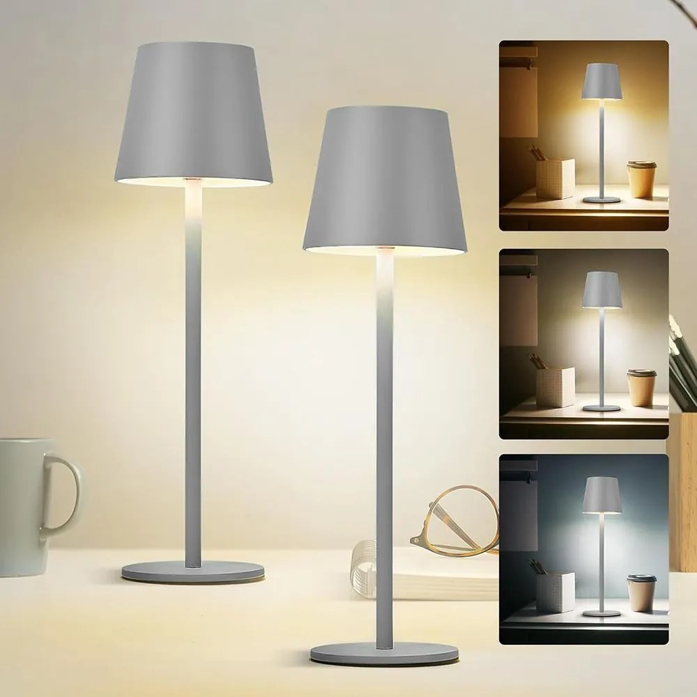Toolight Toolight, dotyková LED noční stolní lampa 5W, 3 barvy světla, USB napájení, APP1369-T GREY, šedá, OSW-08631