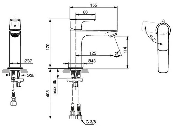 Ideal Standard Connect Air Baterie umyvadlová bluestart bez odtokové garnitury A7016AA