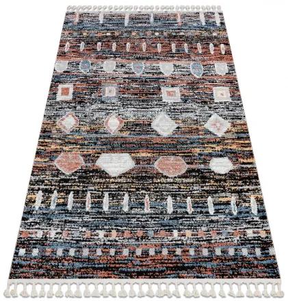 Moderní koberec BELLE BR36A černý / růžový střapce velikost 200x290 cm | krásné koberce cz