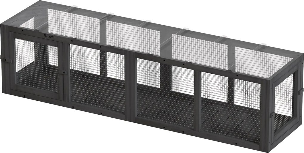PawHut dřevěný tunel pro kočky s 3 dveřmi — rozšiřitelný, odolný proti povětrnostním vlivům, pro kočky do 10 kg (151,5 × 38,5 × 40 cm) | Aosom