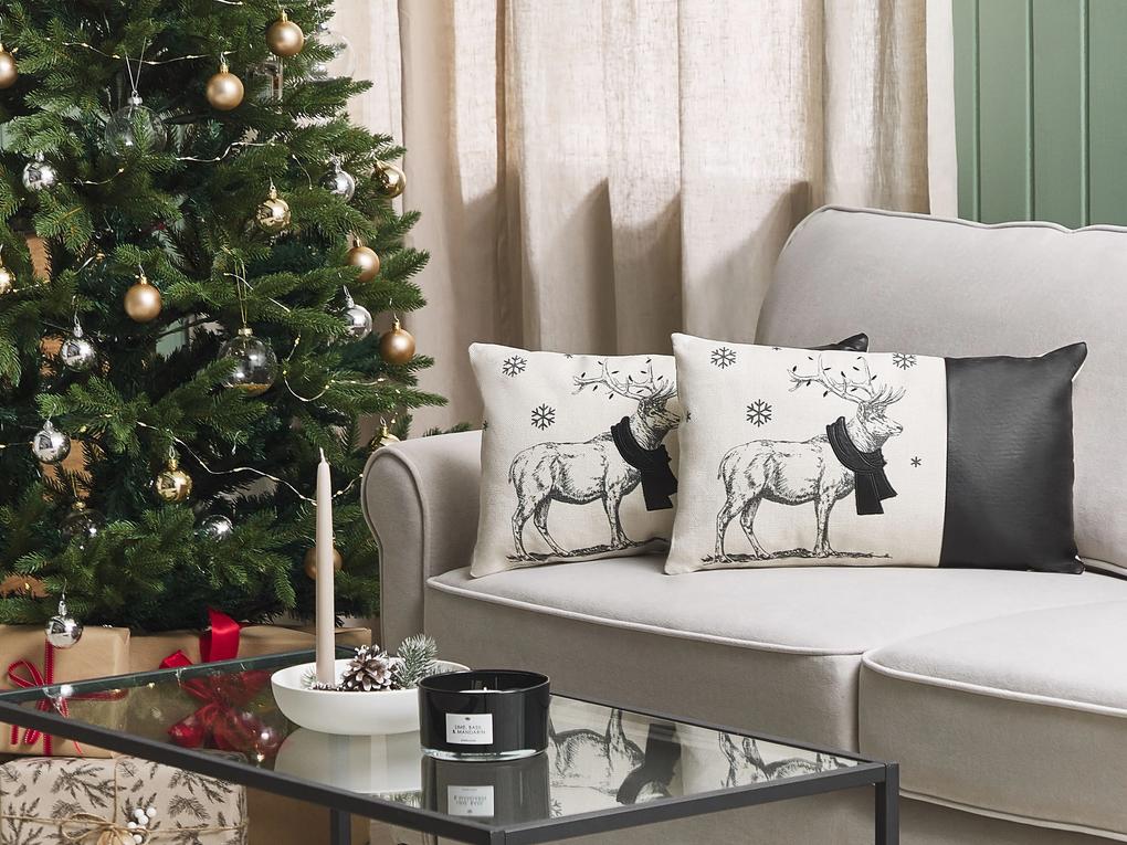 Sada 2 dekorativních polštářů s vánočním motivem 30 x 50 cm černé/bílé SVEN Beliani