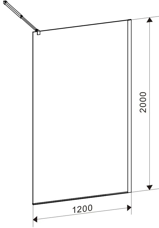BPS-koupelny Sprchová zástěna Walk-in HYD-WI04 120 černá/transparent - bez vaničky