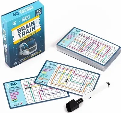 PROFESSOR PUZZLE Logická hra Brain Train / 40 karet / Mazatelné pero /
