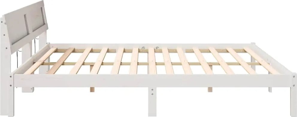 Rám postele s čelo Bílá 200 x 200 cm Masivní borové dřevo 3385746