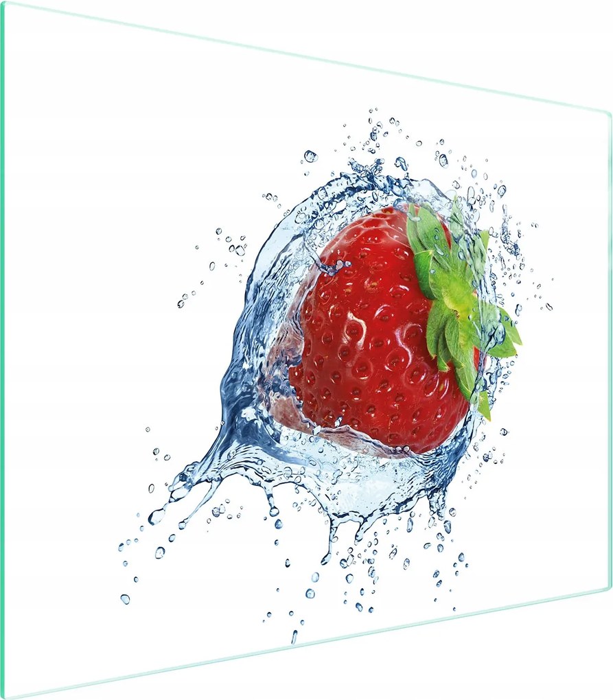 Skleněná Krájecí Deska 52x40 Jahoda Tvrzené Sklo