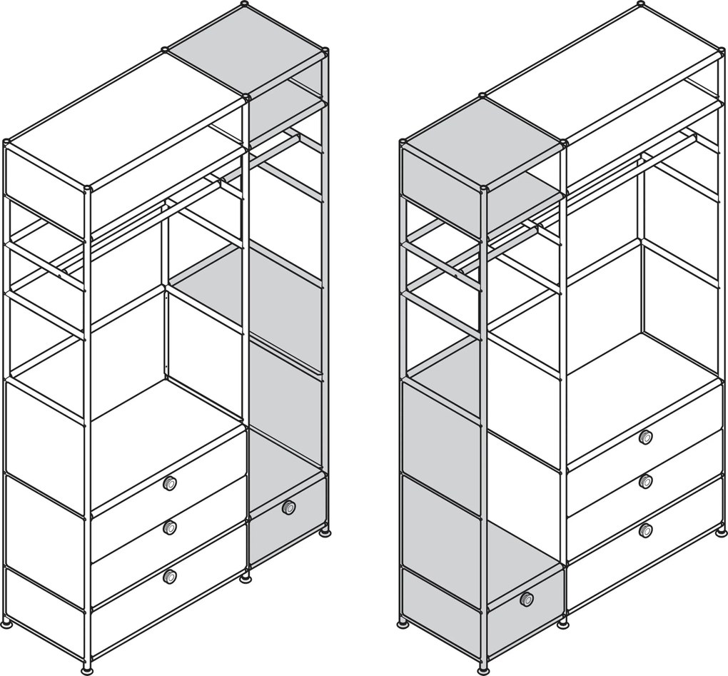 Tchibo - Kovová šatní skříň »Cn3« se 2 šatními tyčemi a 4 zásuvkami - barva: bílá