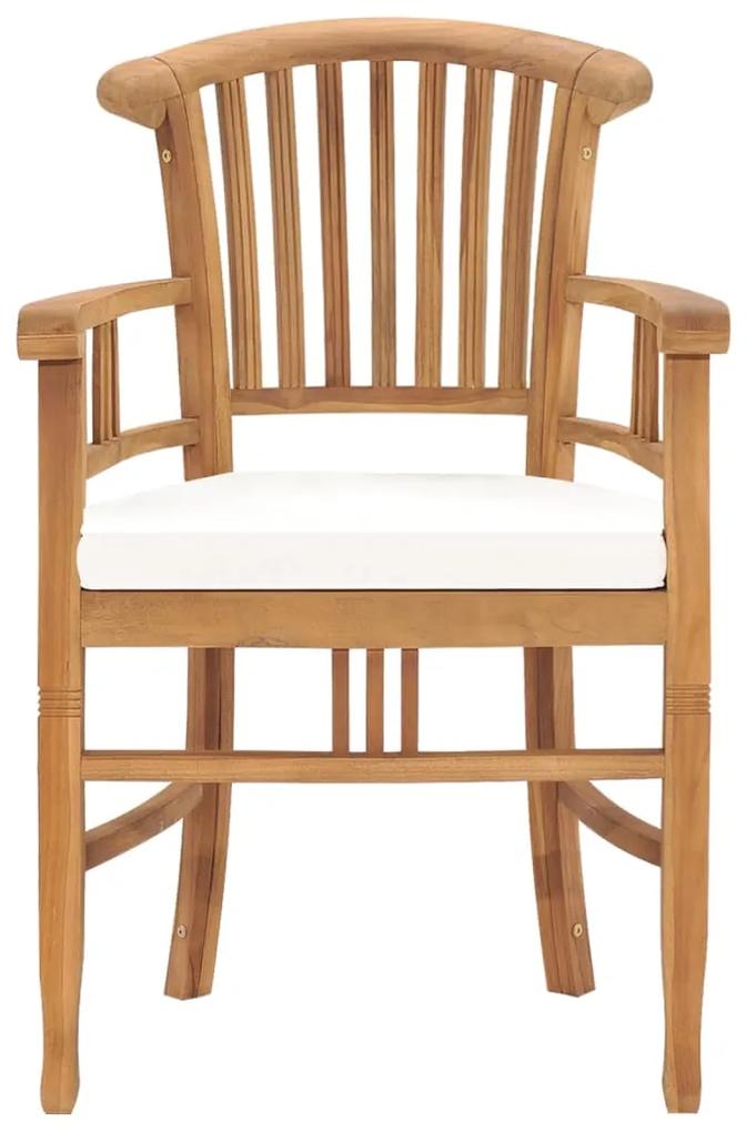 Zahradní židle 2 ks s krémově bílými poduškami masivní teak,  315461