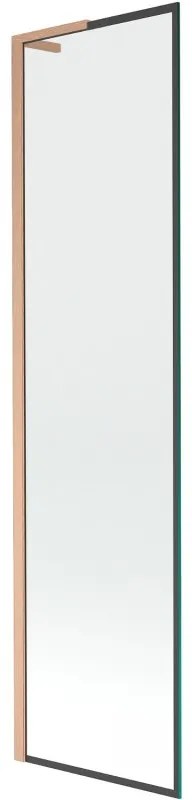 Mexen Next L, 1-křídlová vanová zástěna 50 x 150 cm, 6mm čiré sklo-černý vzor, měděný profil, 895-050-000-03-70-65