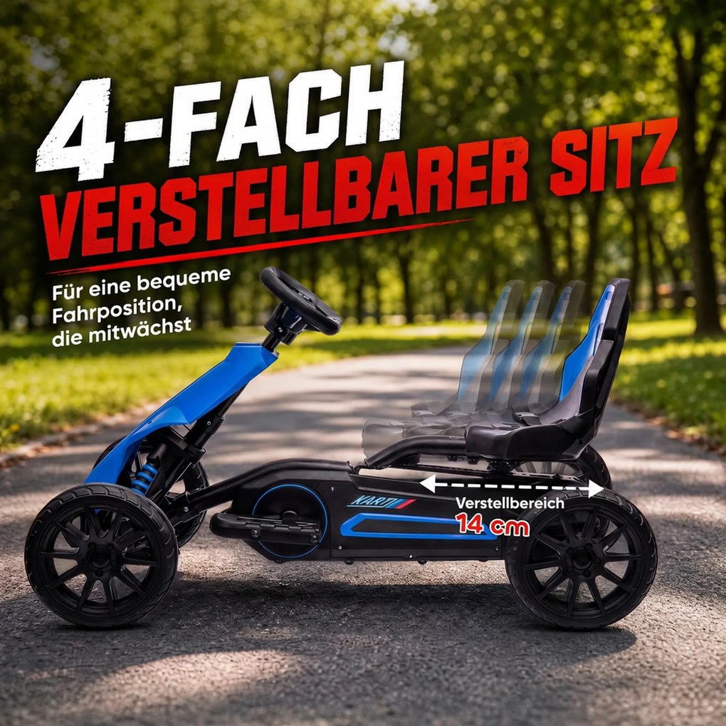 HOMCOM Elektrický Go-Kart pro Děti ve Věku 3-8 Let s 12V Baterií - Nastavitelná Rychlost 3-5 km/h a Bezpečnostní Pás - Nosnost 30 kg pro Venkovní Pou…