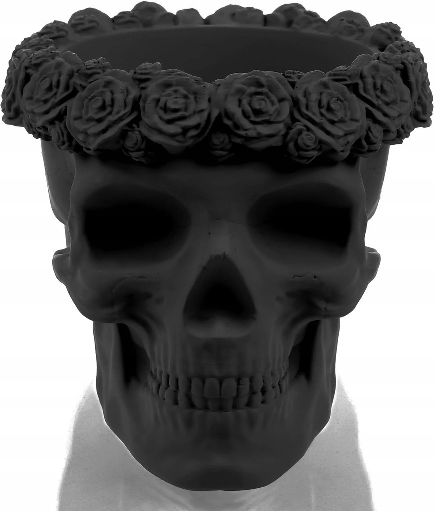 Květináč Skull Flowers Black Matt Poli 11 cm