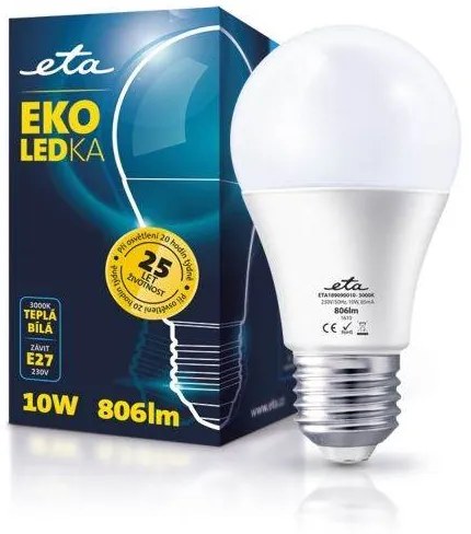 LED Žárovka ETA EKO klasik, E27, 10W, 3000K, teplá bílá Eta ETA189090010