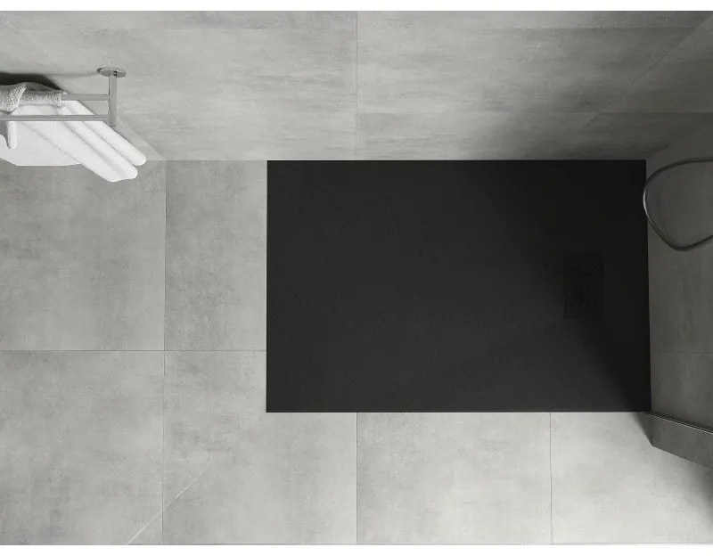 Mexen Hugo, obdélníková sprchová vanička SMC 120 x 90 cm, černá, černá krytka, 42709012-B