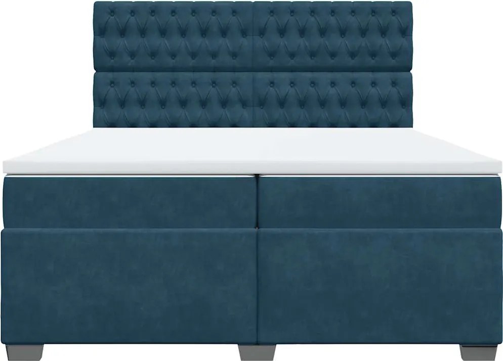 Box spring postel s matrací modrá 200 x 200 cm samet 3291012