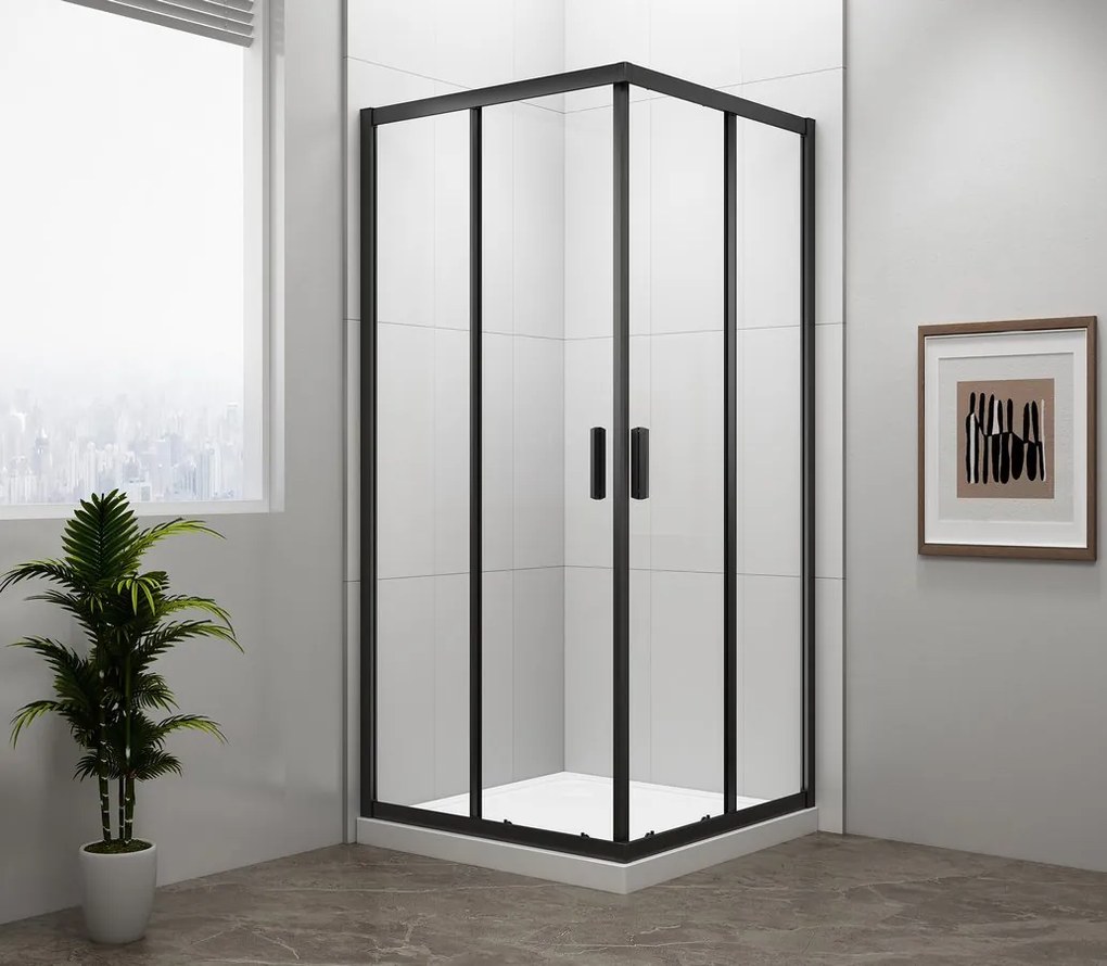 Polysan Polysan, EASY BLACK čtvercová sprchová zástěna 900x900mm, čiré sklo, EL5115B