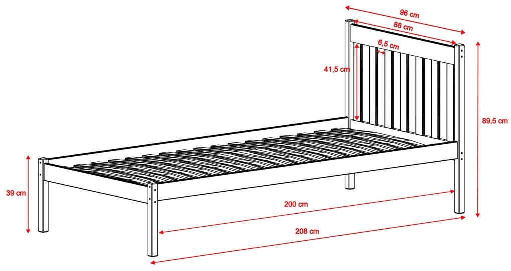 Legno Dětská postel MARTIN bílá Rozměr (cm): 90x200