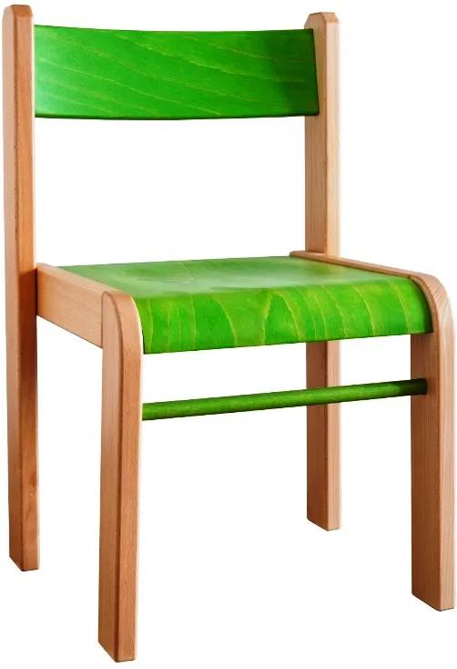Dřevěná dětská židlička Home Green Barva: natur, zelená, modrá, červená, oranžová, žlutá, Výška: 300 mm, 340 mm