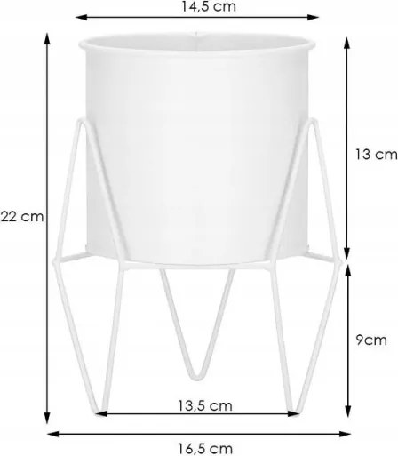 Květináč se stojanem 19 cm, bílý SPRINGOS ARTON