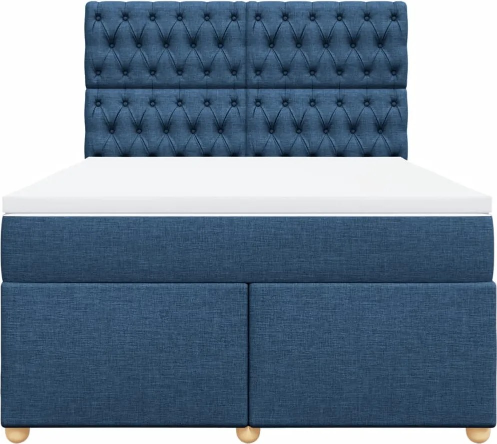 Box spring postel s matrací modrá 140x200 cm textil 3291316