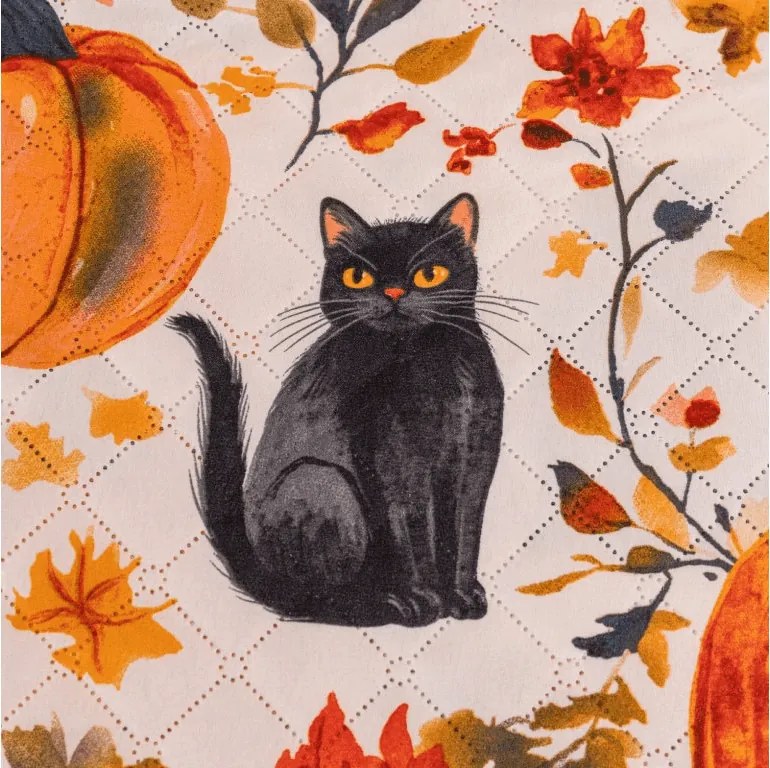 Přehoz na postel CATS AND PUMPKINS, barevný Rozměr: 220 x 240 cm
