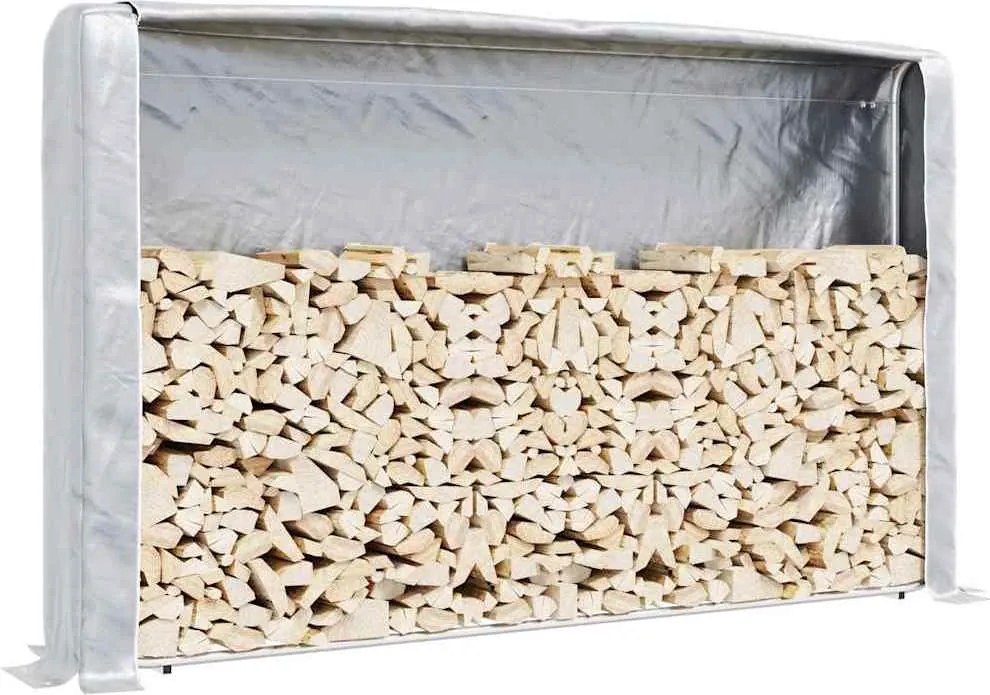 vidaXL Stojan na palivové dřevo s krytem proti dešti 250x25x150 cm [4100711]