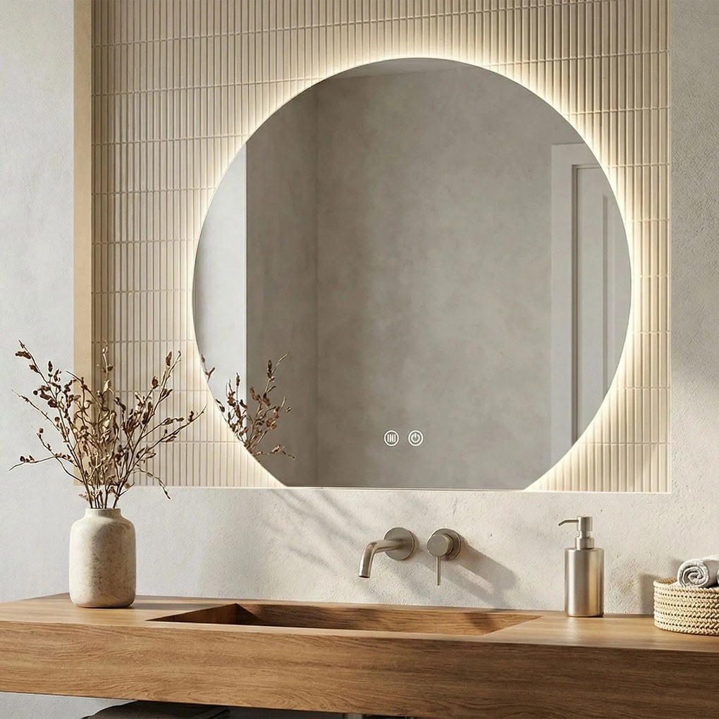 Rea Zrcadlo ⌀90 cm s vyhříváním a regulovatelným LED osvětlením HOM-00911