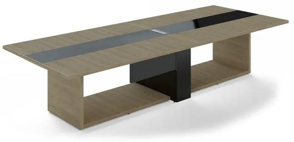 Jednací stůl Trevix 360 x 140 cm / Dub pískový a černá