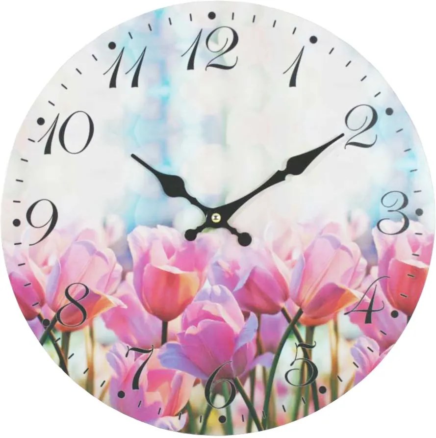 Nástěnné hodiny Tulipány, 34 cm