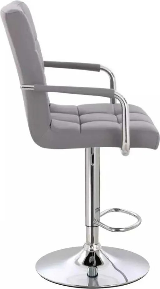 LuxuryForm DESIGN Barová židle VERONA na stříbrné kulaté podstavě - šedá