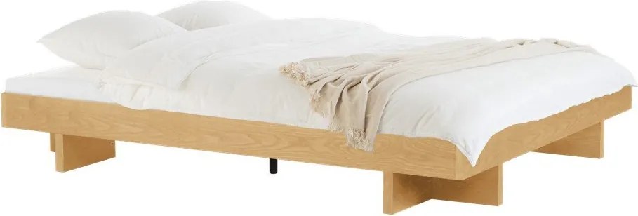 Dvoulůžková postel z MDF v dekoru dubu bez čela s roštem 160x200 cm v přírodní barvě Kito – noo.ma