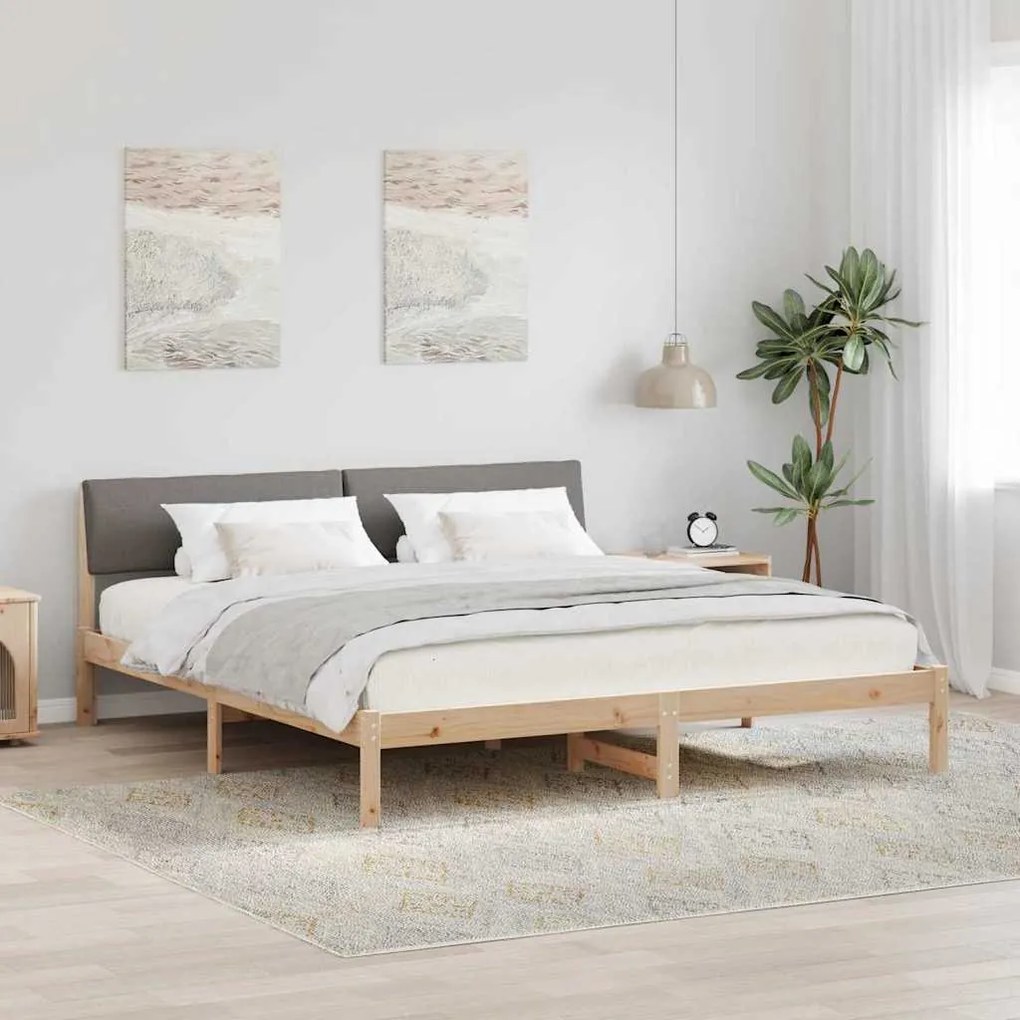 Rám postele Hnědá a taupe 200 x 200 cm Masivní borovicové dřevo 3394331