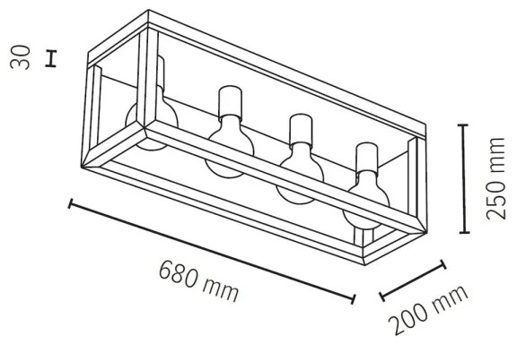 Spot-Light 9158474L - Stropní svítidlo KAGO 4xE27/60W/230V matný dub