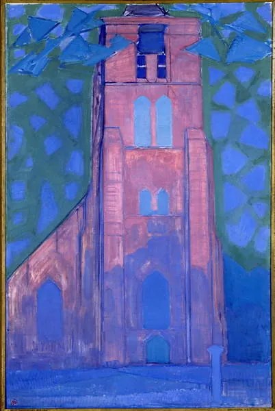 Mondrian, Piet - Obraz, Reprodukce - Church tower at Domburg, 1911