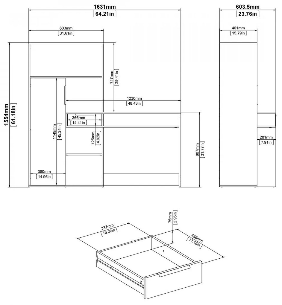 Tvilum Psací stůl Felix 173 dub sonoma/bílá