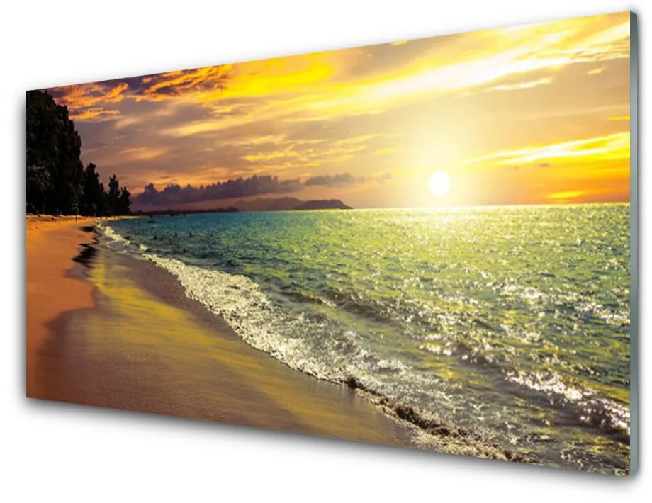 akrylový obraz Slunce Pláž Moře Krajina 120x60 cm