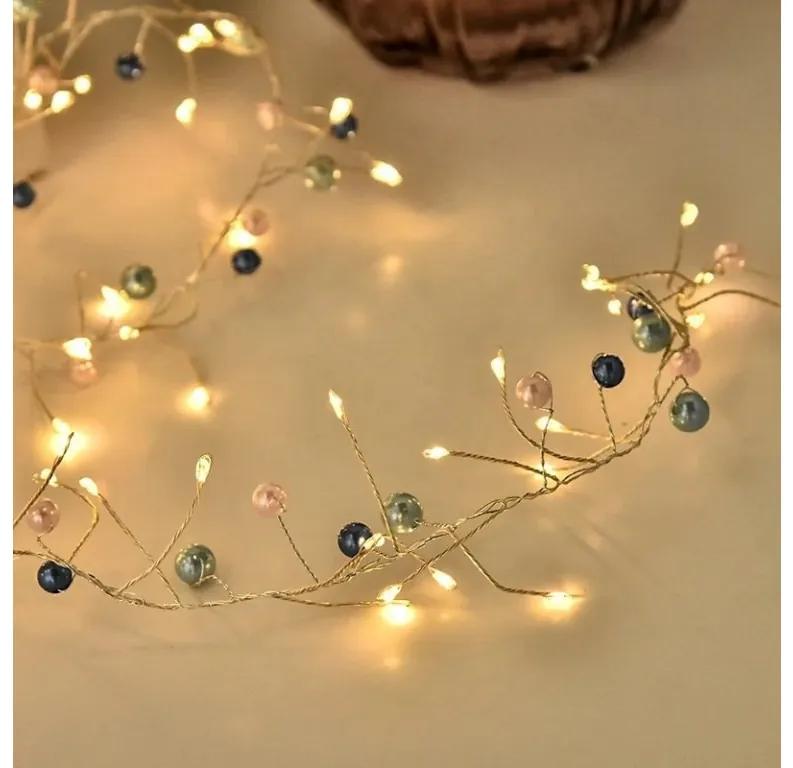 Vánoční LED mikro řetěz s perličkami, teplá bílá, 100 LED, 1m, na baterie