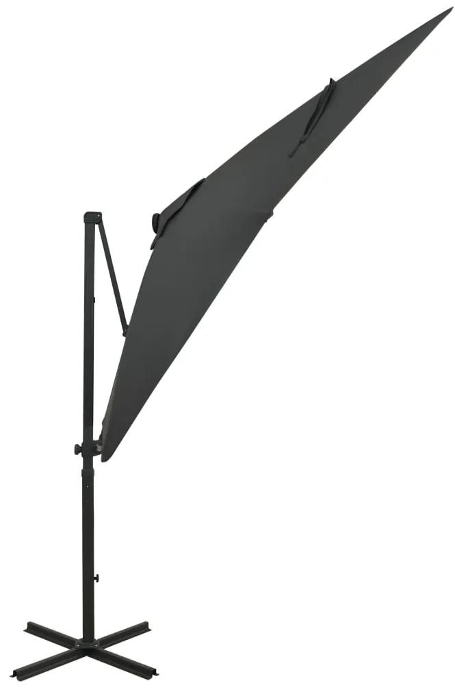Konzolový slunečník s tyčí a LED světly antracitový 250 cm,  312322
