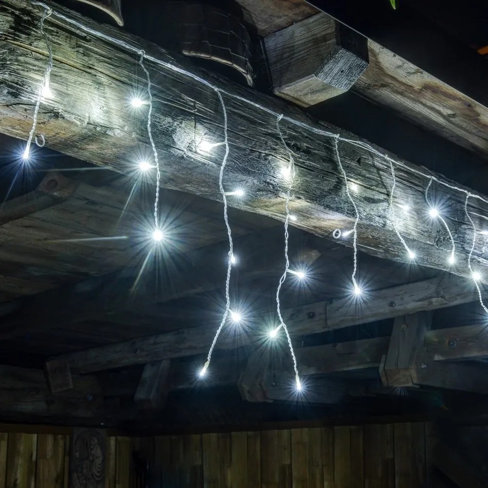 Hobby Line interiér LED rampouchy, světelné, 200 × 50 cm, ledově bílá, 40 diod, čirý kabel, IP20, prodlužovací