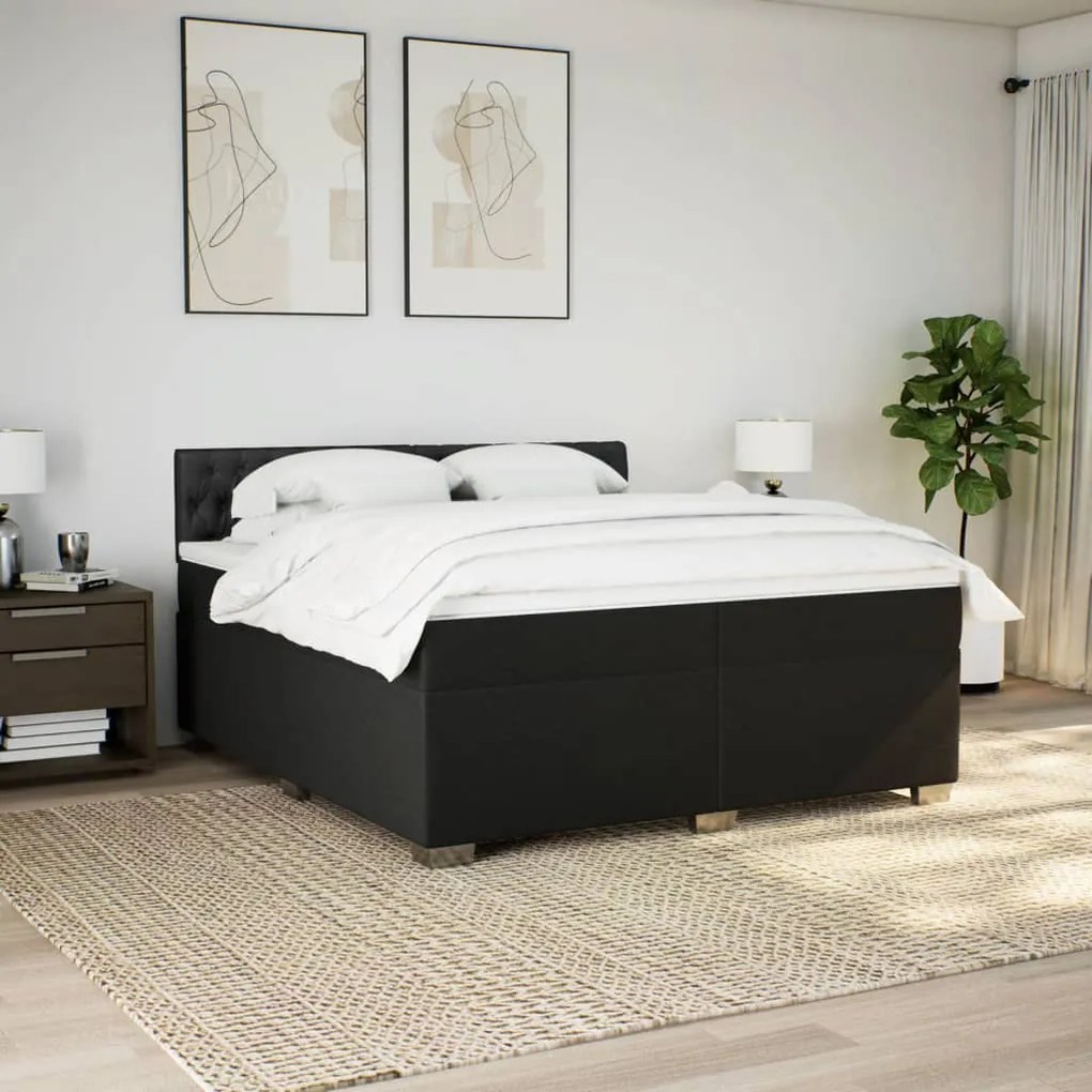 Box spring postel s matrací černá 200x200 cm textil 3286004
