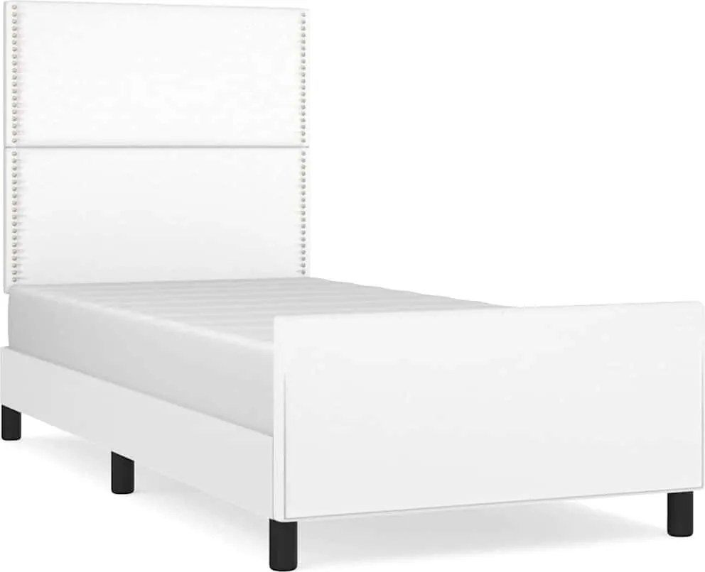 Rám postele s čelem bílý 100x200 cm umělá kůže 3125495