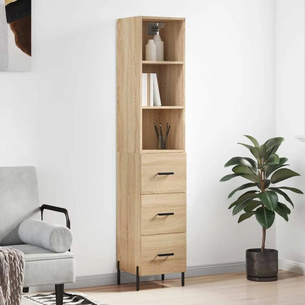 vidaXL Skříň highboard 34,5 x 34 x 180 cm kompozitní dřevo [3189709] Barva: hnědý dub