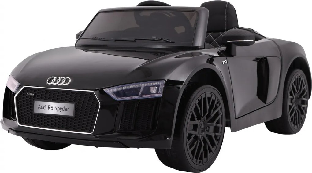 Ramiz Elektrické autíčko Audi R8 Spyder pro děti lakované černé + dálkové ovládání + EVA + pomalý start + rádio MP3 + LED