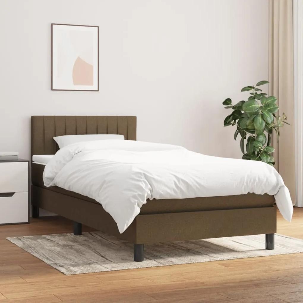 Box spring postel s matrací tmavě hnědá 80x200 cm textil,  3140172