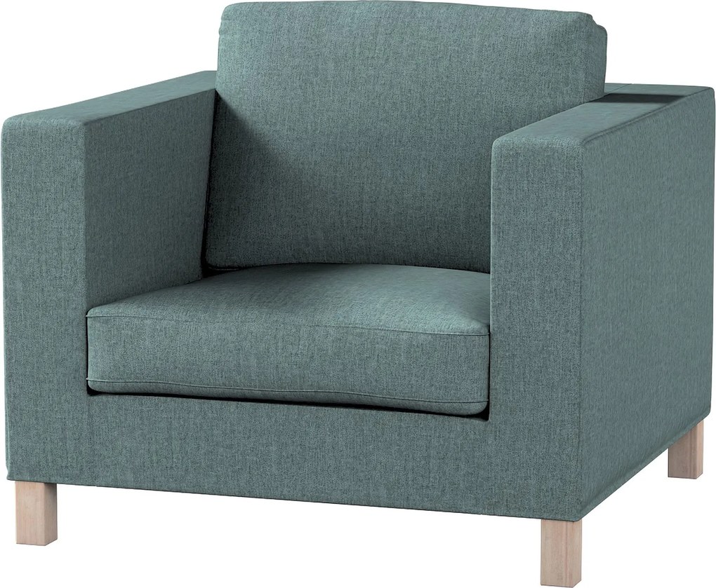 Potah na křesko IKEA Karlanda, krátký barva modrá látka pletený vzor