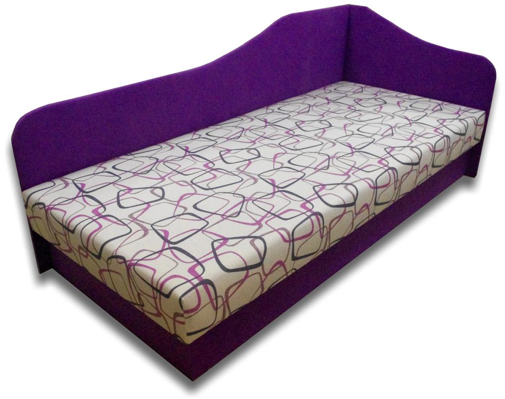 Jednolůžková postel (válenda) 80 cm Lady 87 (Fialová 49 + Dodo 1058) (P). 793108