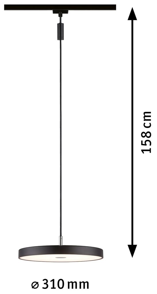 Paulmann 96792 Hildor, závěsné svítidlo pro Urail system, 1x15W LED 3000K, tříkrokové stmívání, černá, průměr 31cm